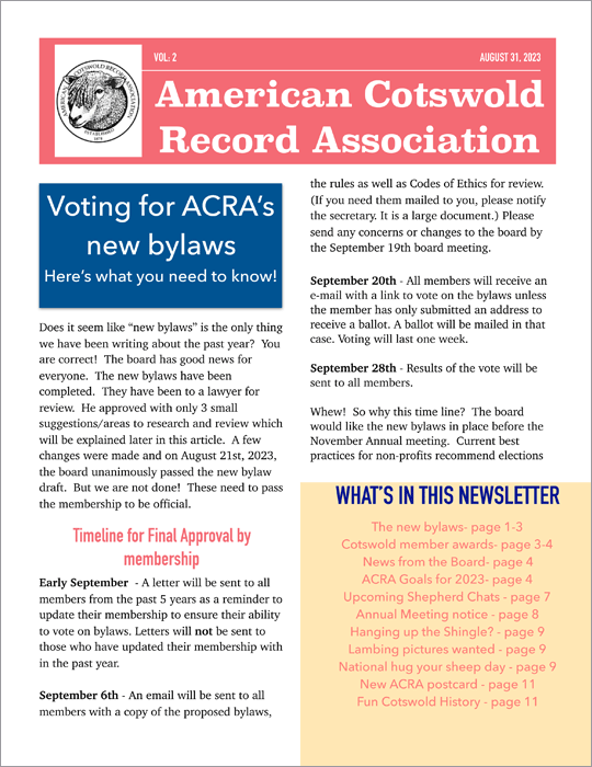 Newsletters – American Cotswold Record Association